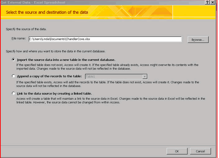Import An Excel File Into Access