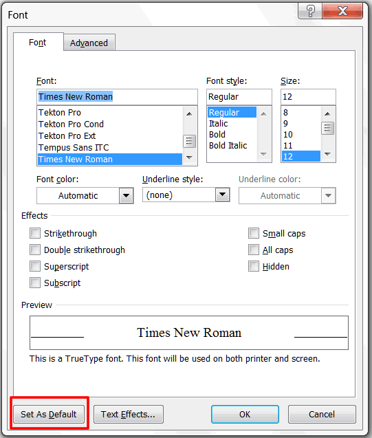 Changing Default Font In Word 2007 Likosartist
